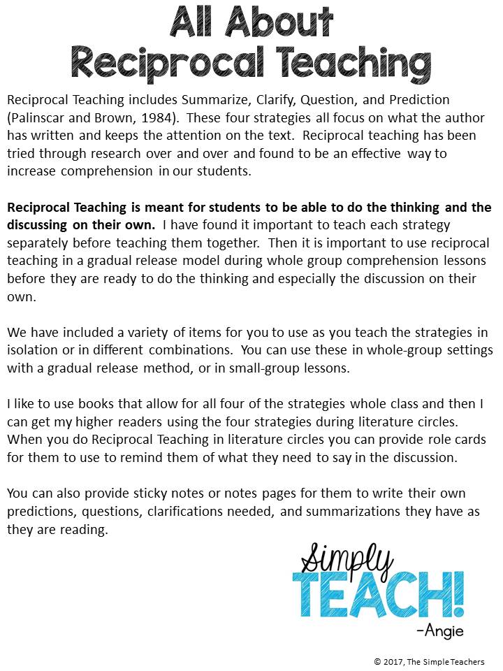 The Simple Teachers: Reciprocal Teaching UPDATE!