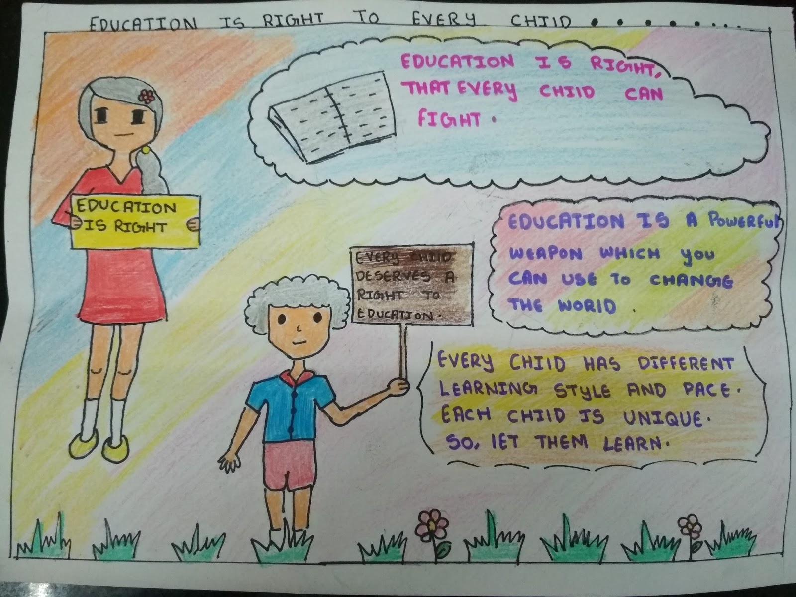 EDUCATION IS THE RIGHT OF EVERY CHILD : POSTER MAKING