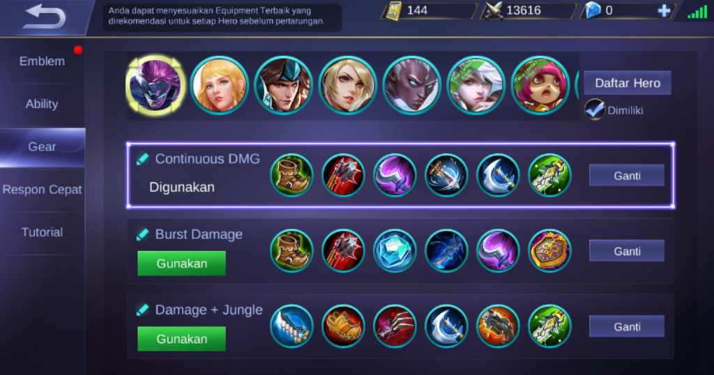 Build item saber hero mobile legends