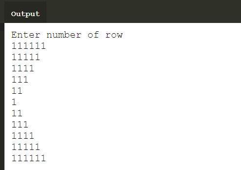 Pattern of mirror right angle triangle ,right angled from left side ...