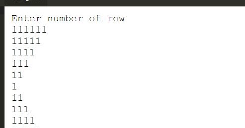 Pattern of mirror right angle triangle ,right angled from left side ...