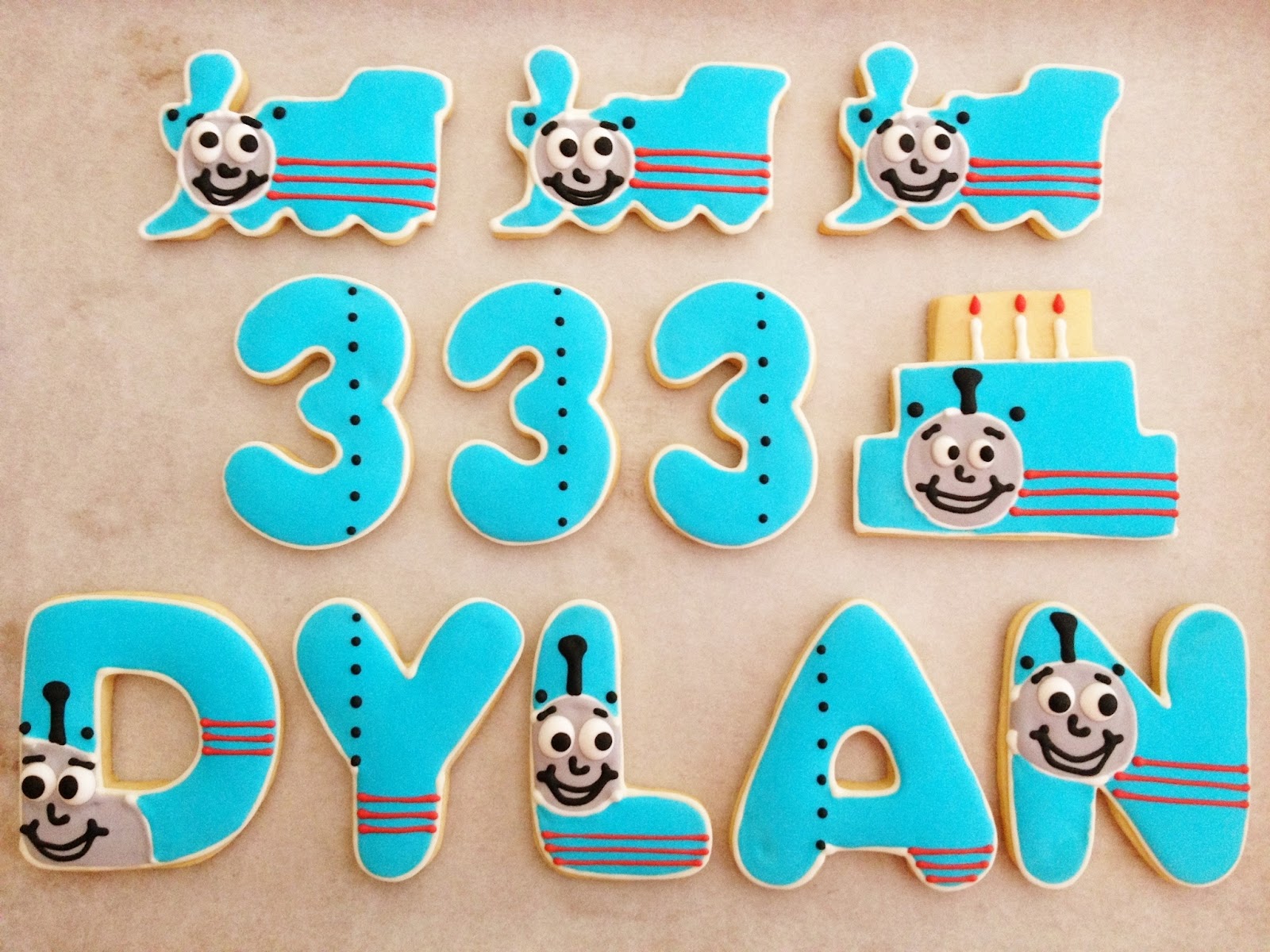 Dough and Batter: thomas the train inspired birthday cookies for dylan