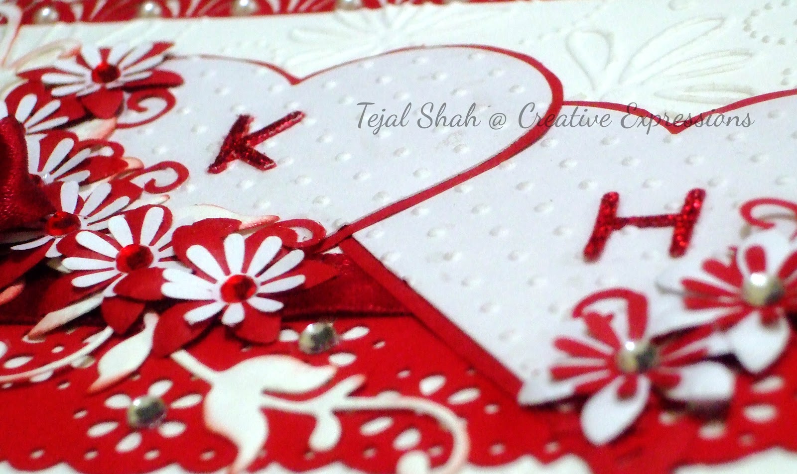 Creative Expressions: Red and white Engagment card