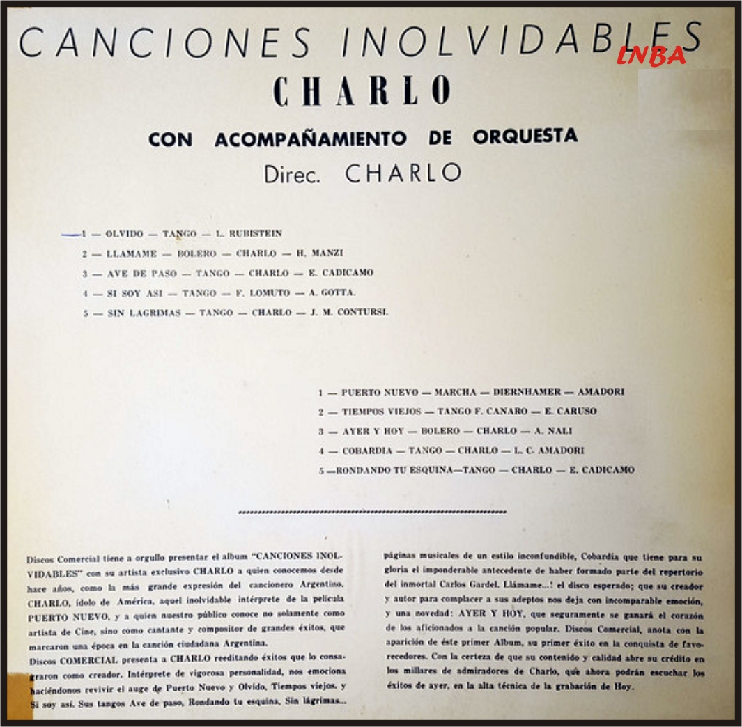 La nova Botica del Aleman.: Tango - Charlo - Canciones inolvidables