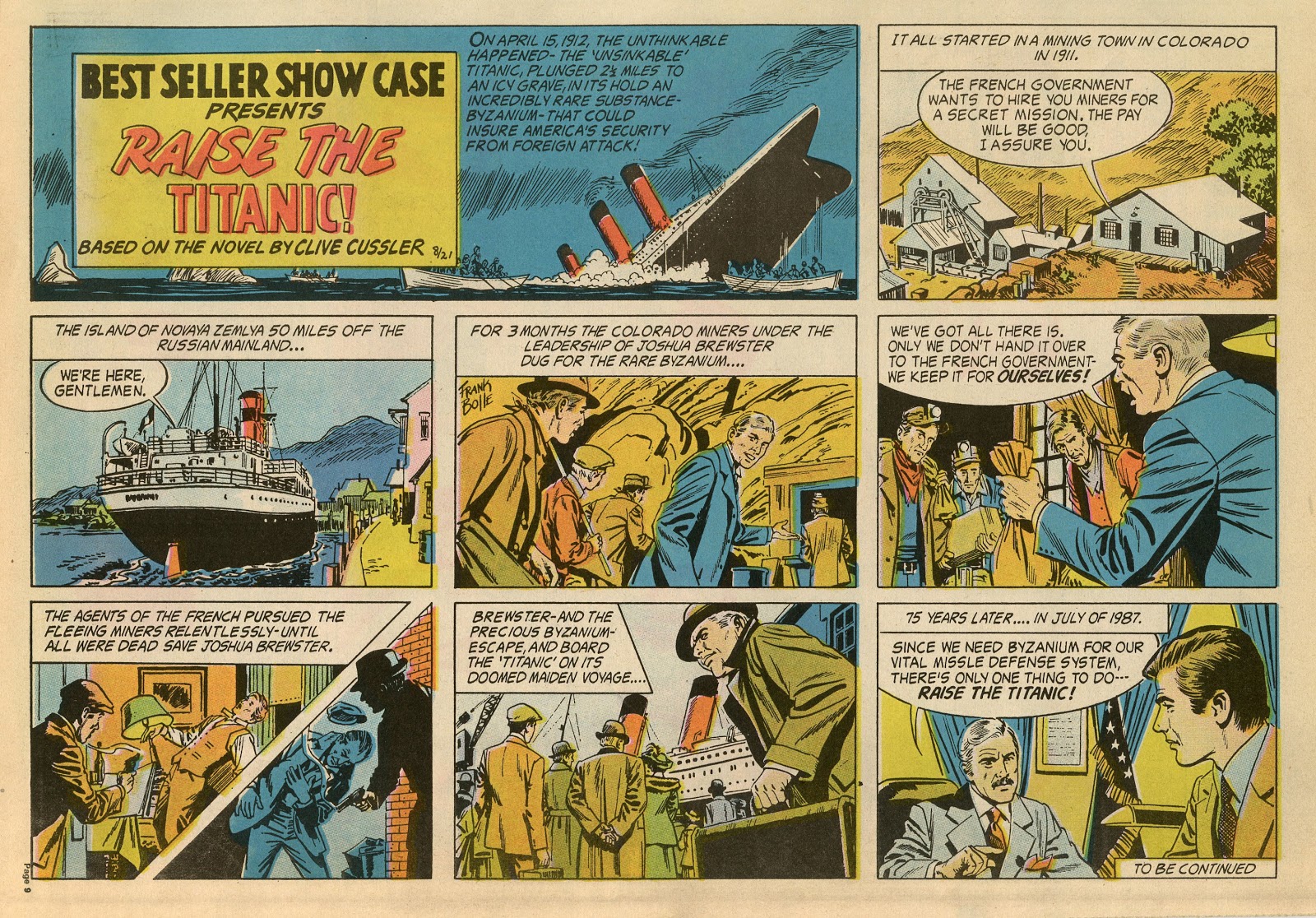 Clive Cussler Book Collecting: Raise the Titanic "TRIB" Comic Strip