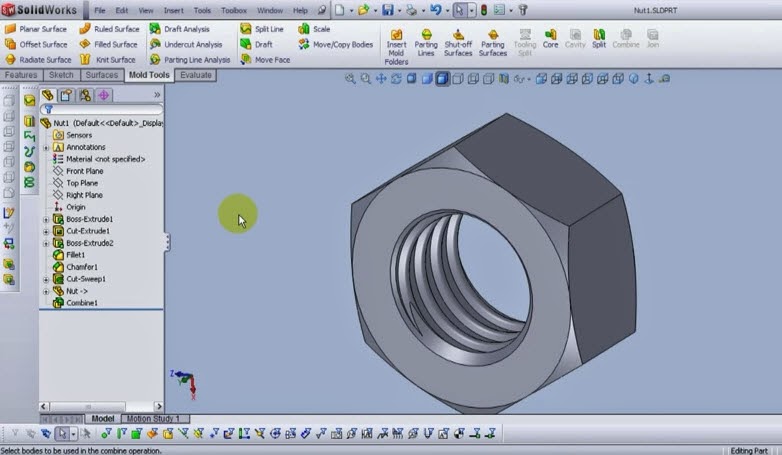 How to make a simple Modeling Simulation Solidworks Bolt and Nut ...