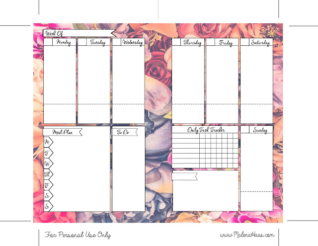 Malena Haas: ULTIMATE FREEBIE Friday Floral Double-Sided Weekly Inserts ...
