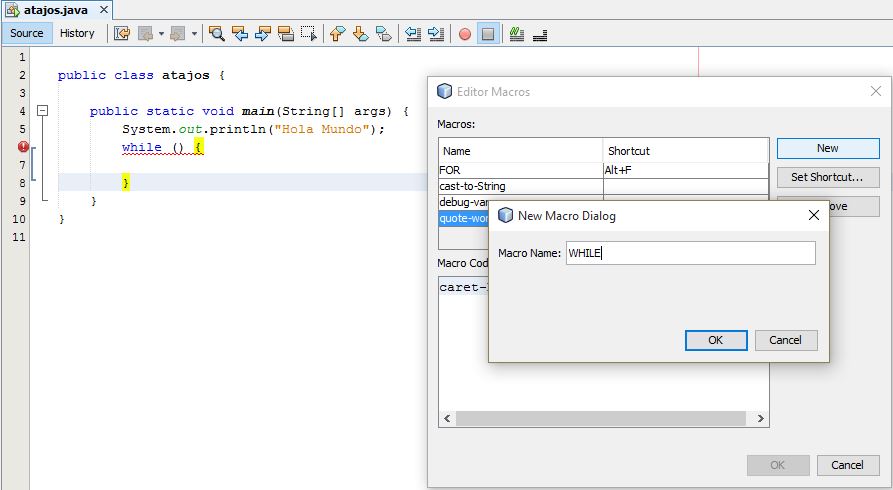 Tutoriales Java: Atajos Java en Netbeans
