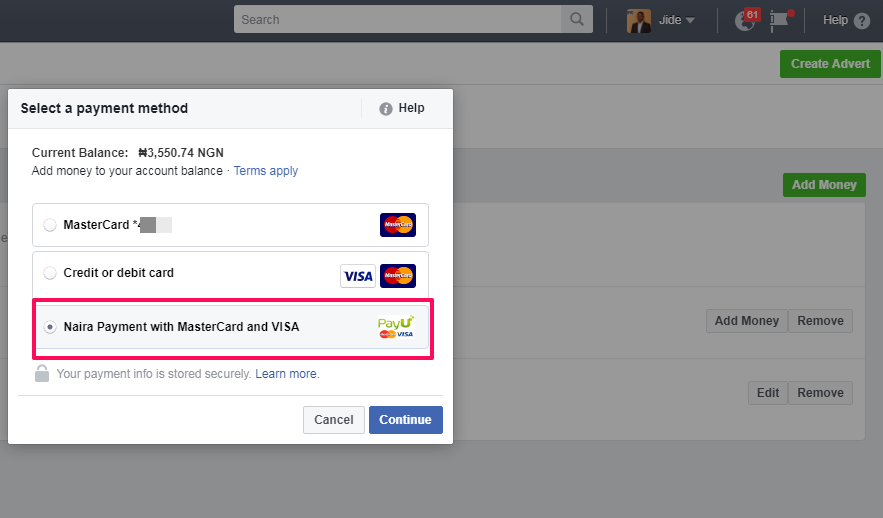 PayU Facebook Ads Naira Card Payment : The Steps - OgbongeBlog