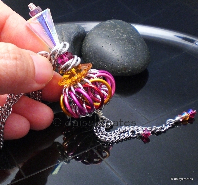daisykreates: Genie Bottle Necklace with Whirlybird Pendant in Pink ...