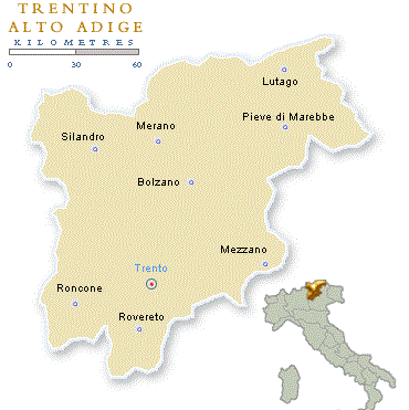 Trentino Alto Adige Mapa de Ciudad | Mapa de Italia Ciudades
