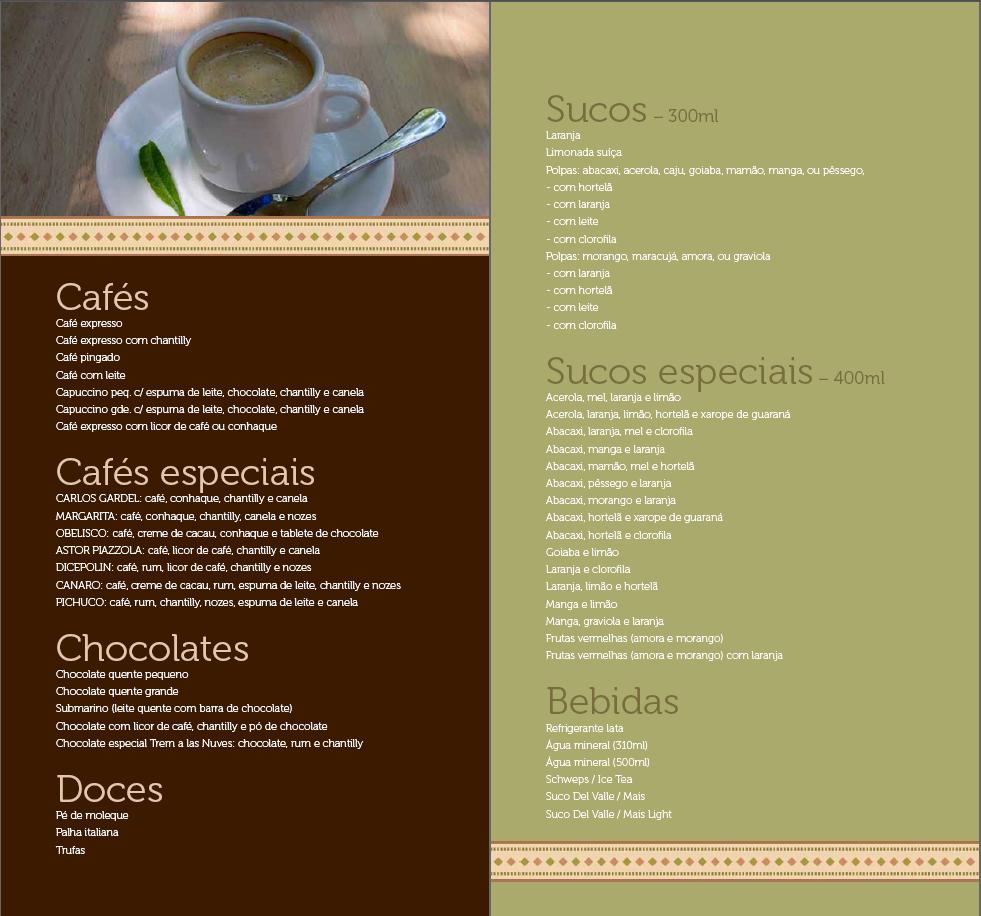 Café Com Tango: Cardápio