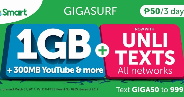 Smart GigaSurf 50 Promo Now Includes Unli-Text to All Networks - TechPinas