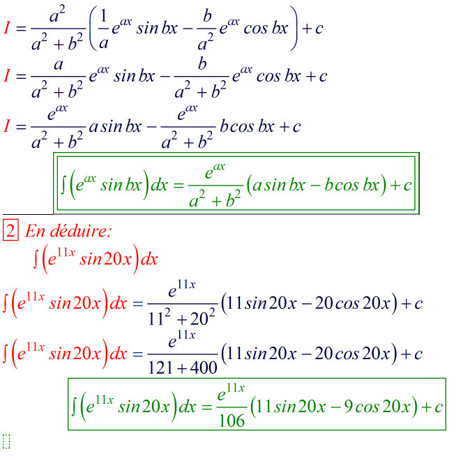 Démonstration d'une FORMULE IMPORTANTE Important formula part (A). int ...