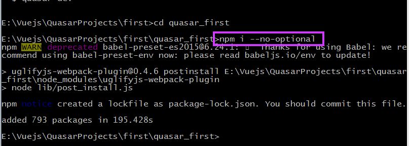 Dimensi TutupBotol: Creating New Quasar Project using Windows 7