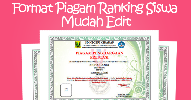 Contoh Format Piagam Ranking Siswa Terbaru - Biologizone