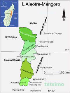 Tatsimo: Carte des districts de l'ancienne province de Tamatave