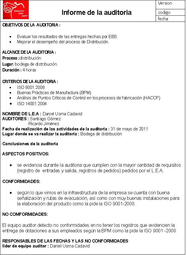 itm auditores: EMPRESA EMBUTIDOS BUEN SABOR