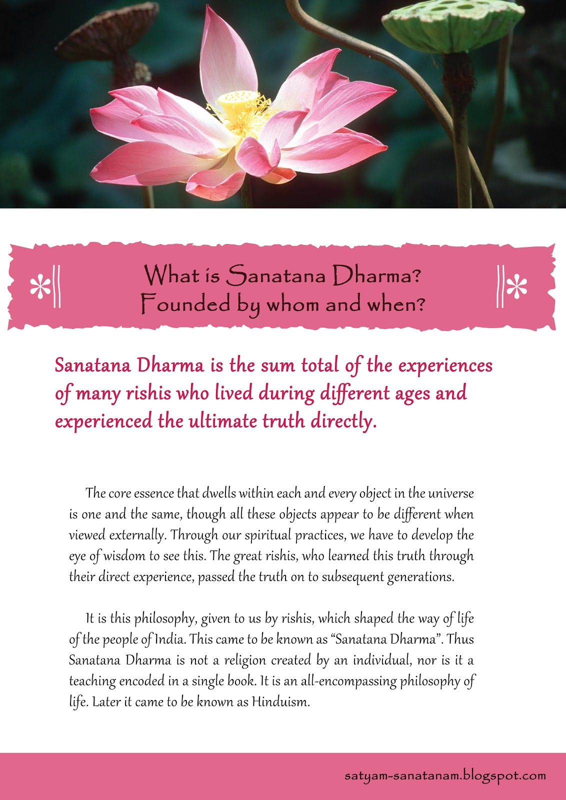 സത്യം സനാതനം: Posters on Sanatana Dharma