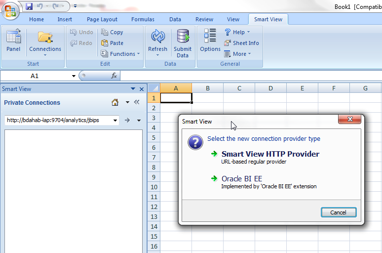 OBIEE in IL: OBIEE - creating new SmartView connection