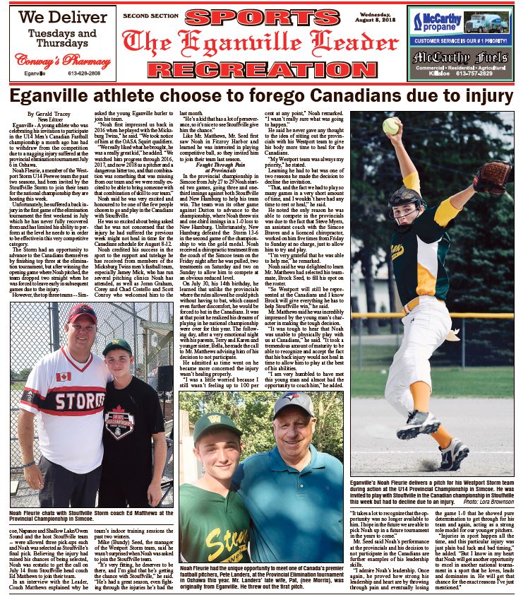 Eastern Ontario Fastball Blog: Article on Noah Fleurie