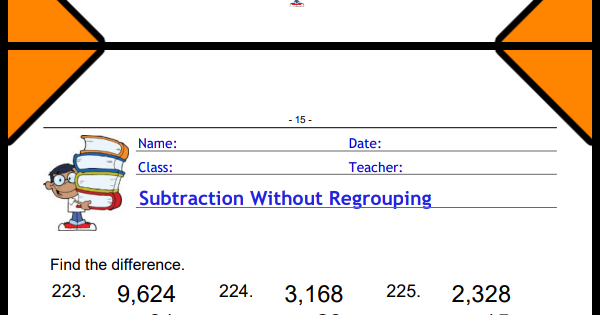 subtraction worksheets without regrouping / with solution