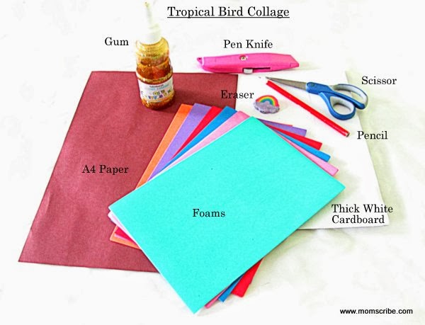 Craft Ideas - Tropical Bird Collage - Momscribe