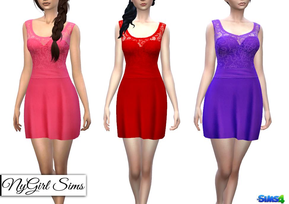 NyGirl Sims 4: Strapless Dress with Lace Tank Overlay in Solids