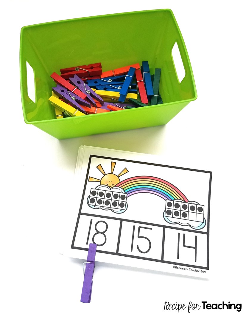 Teen Number Rainbow Clip Cards - Recipe for Teaching