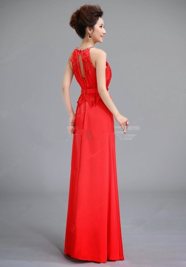 Simple Sleeveless Red Dinner Dress :: My Gown Dress