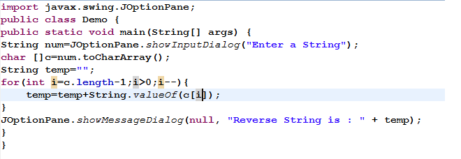Dtech Academic Reverse String Using Java By String Class Only
