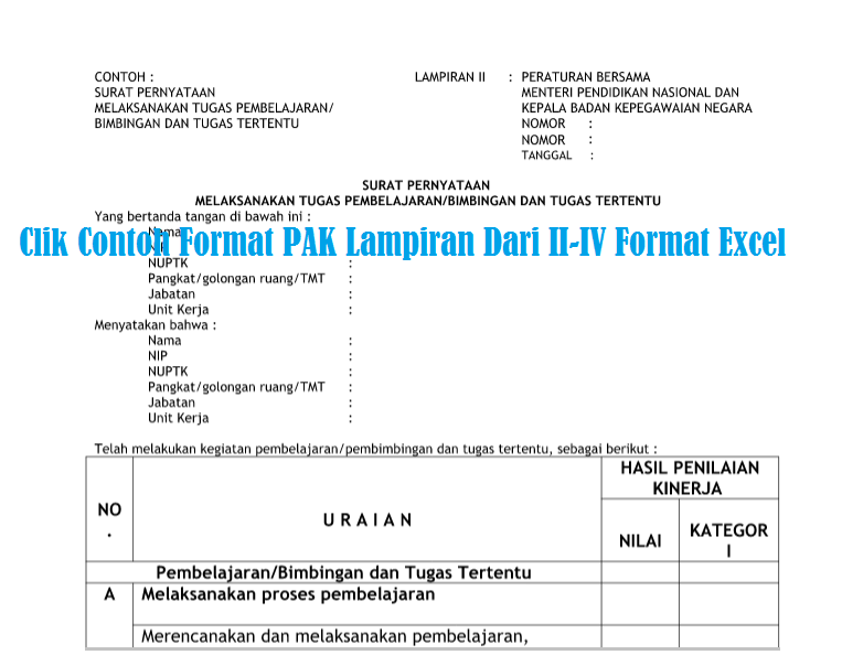 Clik Contoh Format PAK Lampiran Dari II-IV Format Excel - Clik File drive