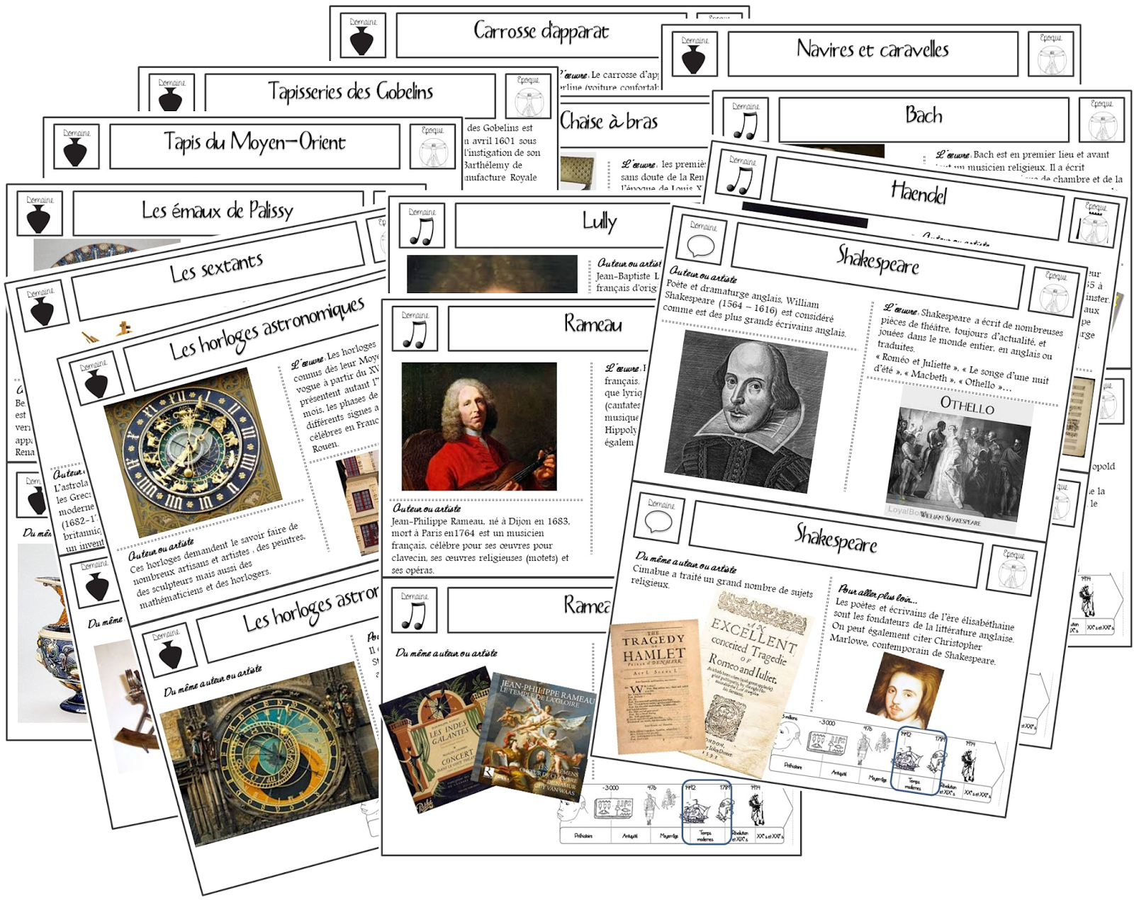 Cartes d'histoire de l'Art - époque moderne (41 cartes)