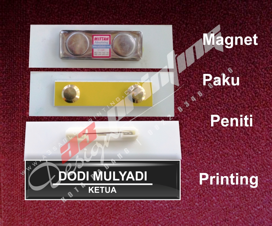 Papan PIN Nama Dada Name Tag | Kota Padang ~ A3 Printing | Advertising ...