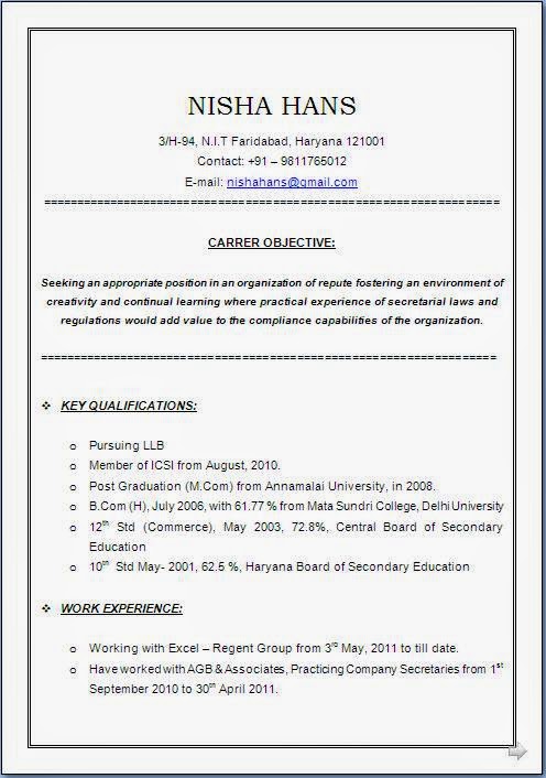 best resume format examples