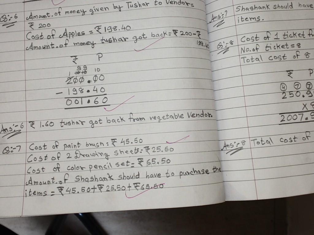 Maths Notebook Work
