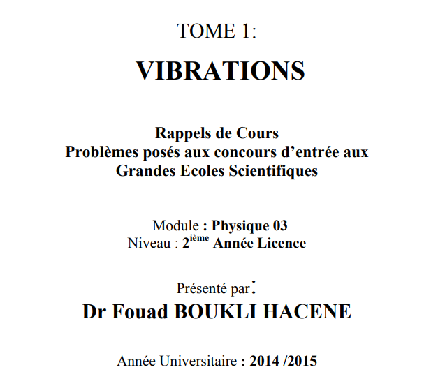 vom vibrations et ondes mécaniques cours & exercices