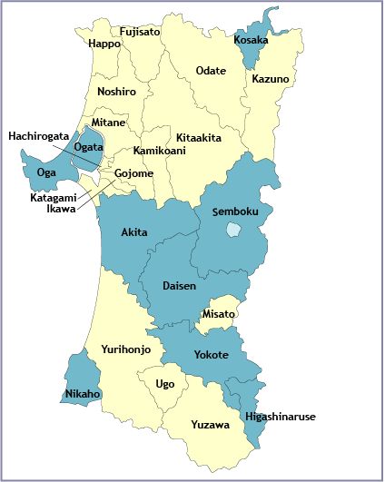 Akita Map of Japan Region | Regional City Maps of Japan