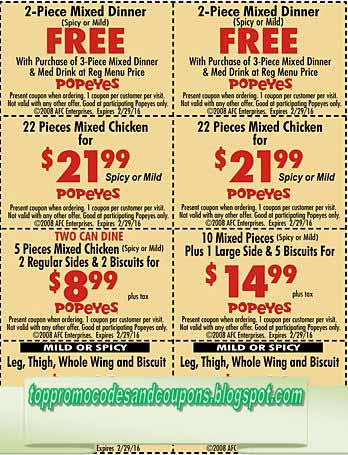 Free Promo Codes and Coupons 2023: Popeyes Chicken Coupons