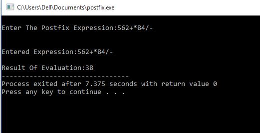 Postfix Evaluation Programming