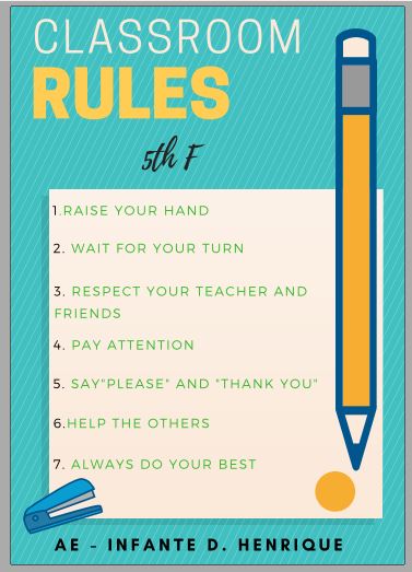 English Wall - 6th : Classroom Rules - 5th F