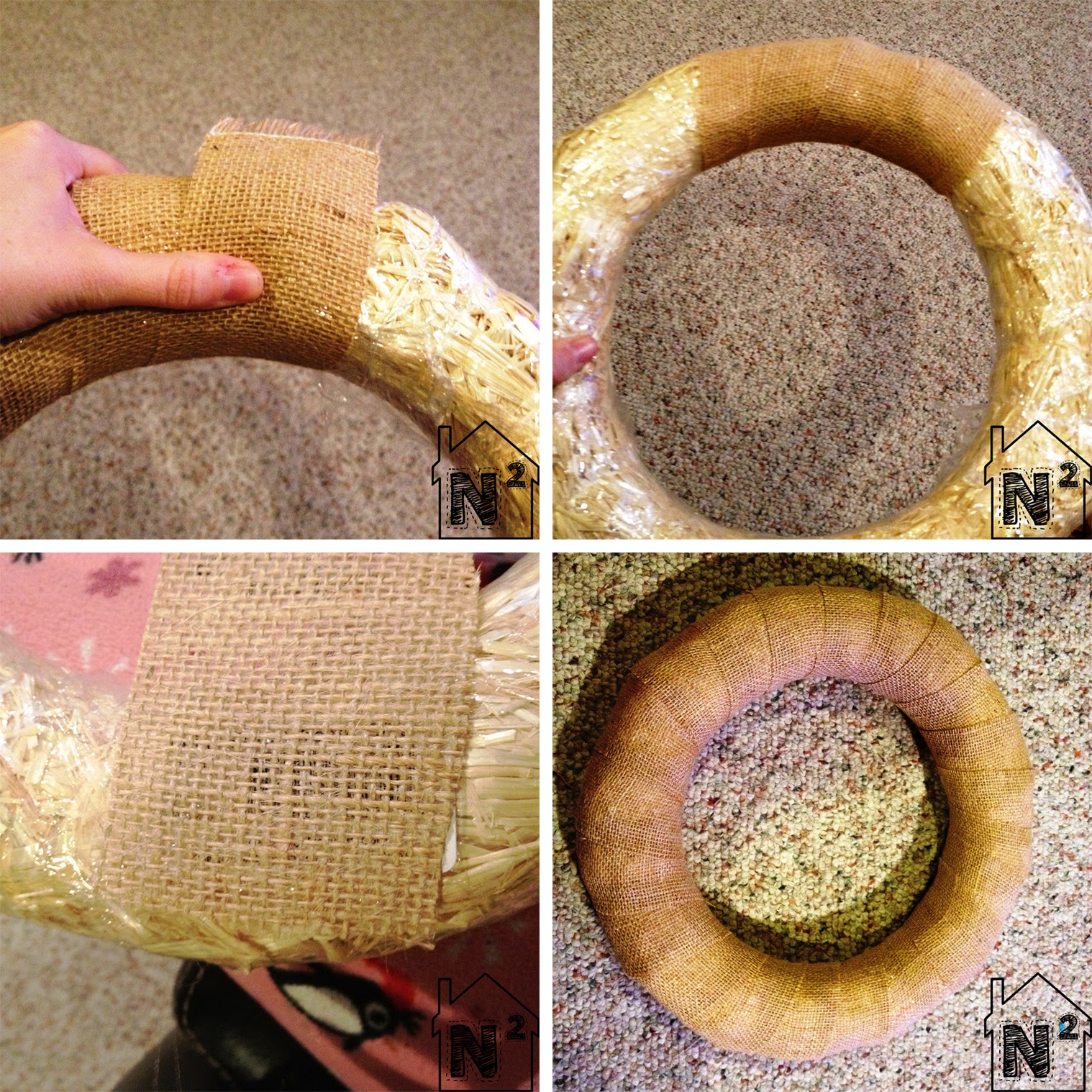 N Squared At Home: Burlap Fall Wreath Tutorial