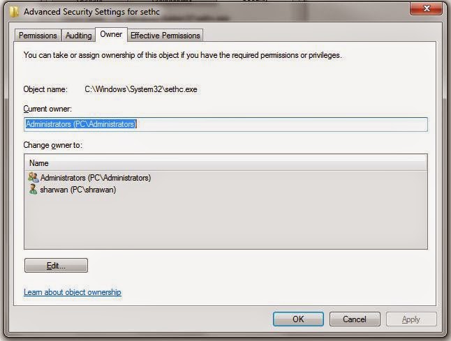 Your Computer might be at a risk.: Sethc.exe