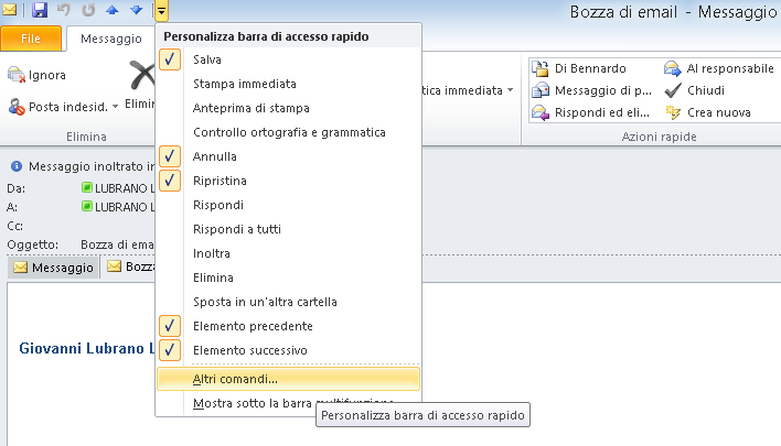Information Technology: Outlook: Il tasto Invia risulta disabilitato