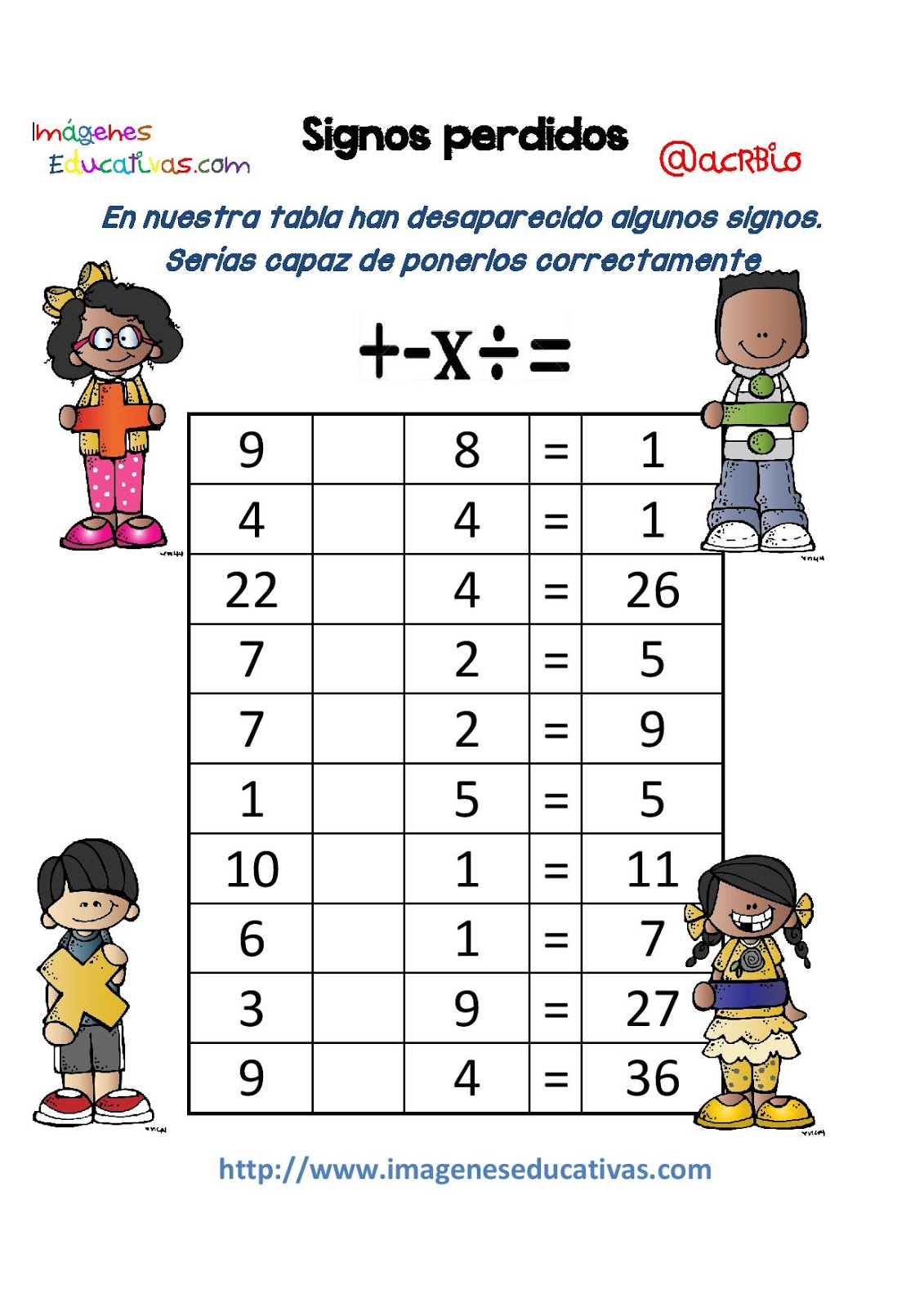 Fichas de Primaria: Operaciones básicas