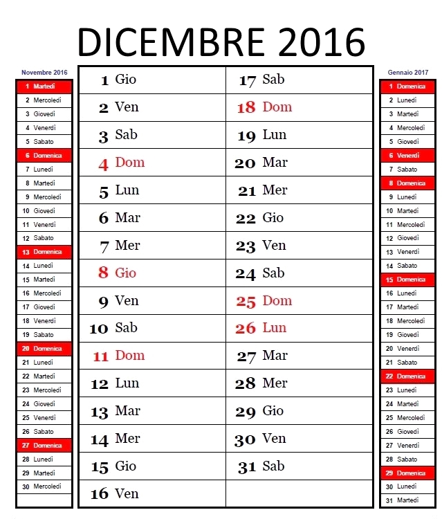 Calendario : Calendario mensile 2016