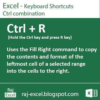 Raj Excel: Excel Shortcut Keys: Using Ctrl + R (Fill Right command to copy)