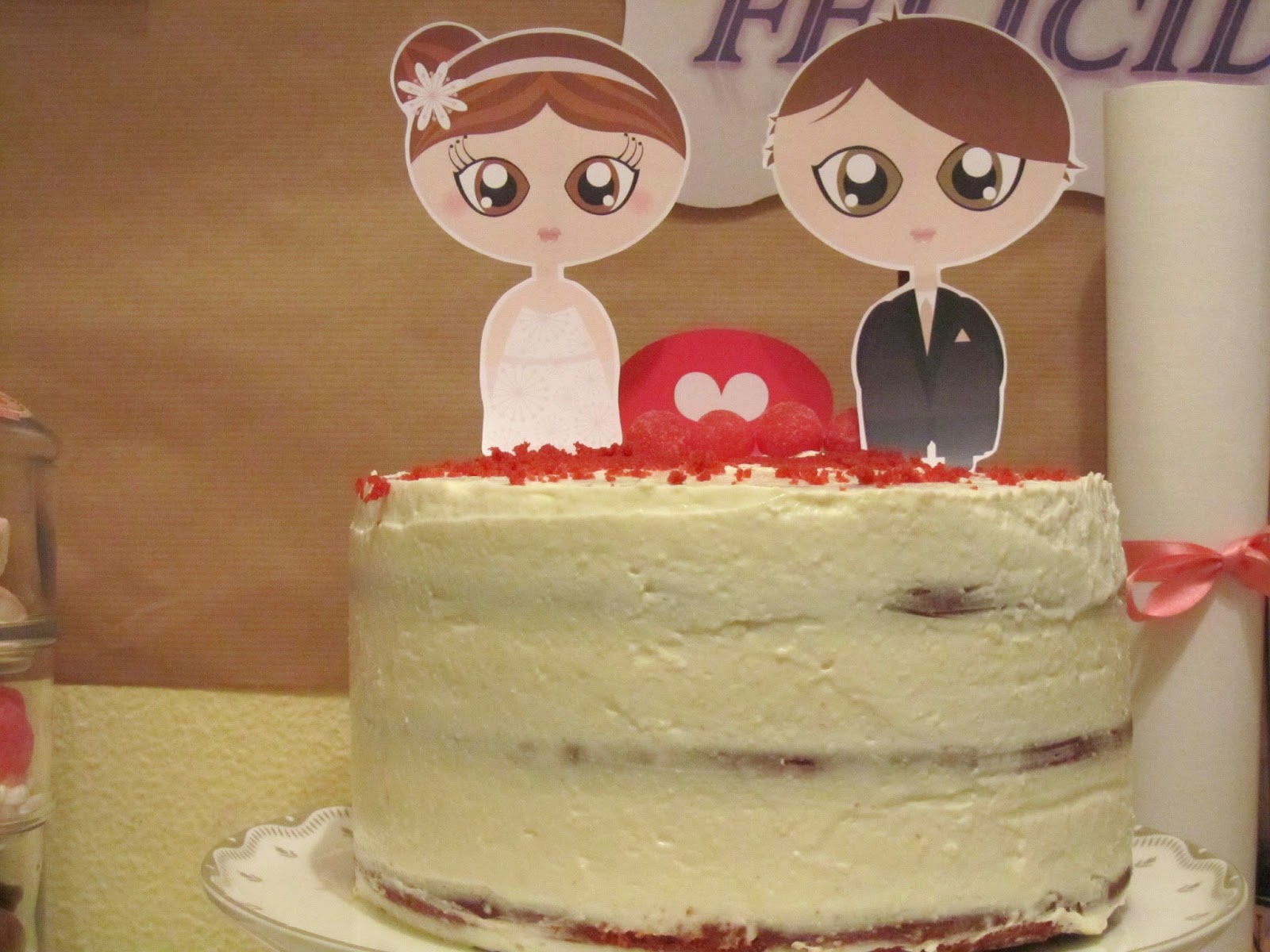 Red velvet layer cake para una despedida de solteros.