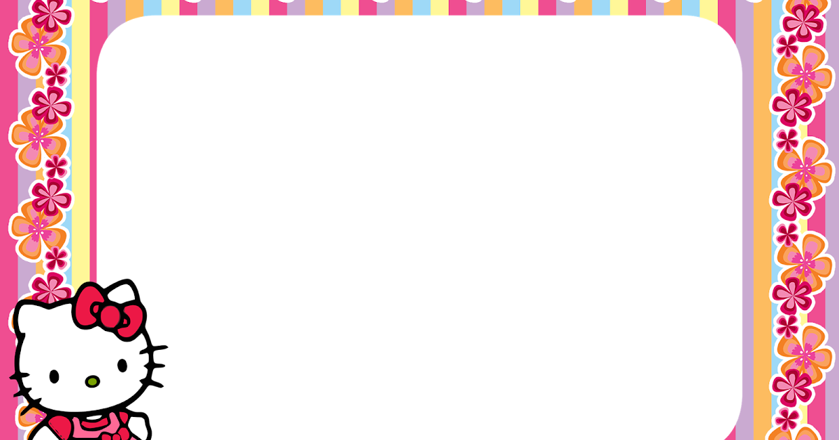 Hello Kitty Floral Stripe PNG Frame - Printable PNG Frames | Cartoon ...