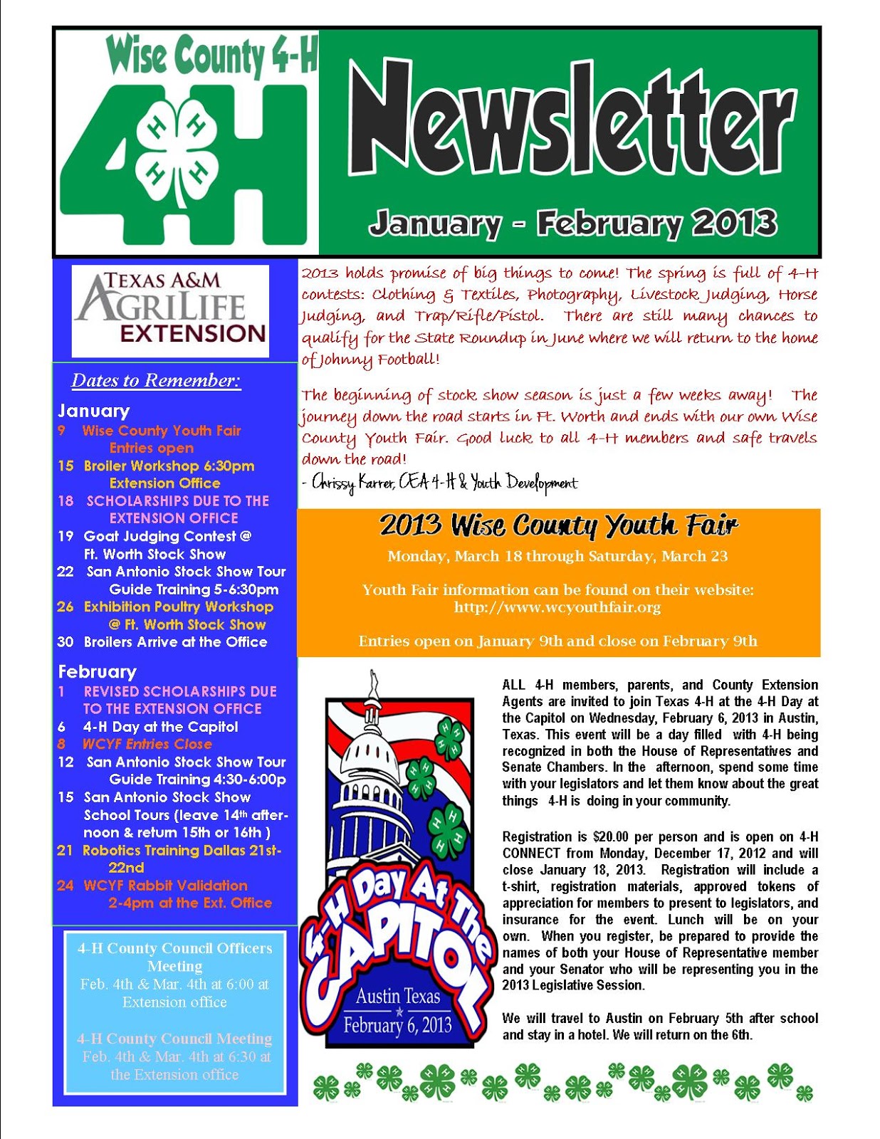 Texas A&M Agrilife Extension - Wise County: 4-H Newsletter for Jan-Feb